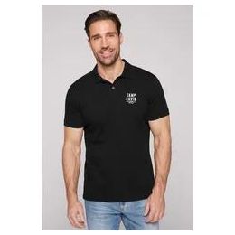Poloshirt CAMP DAVID, Herren, Gr. L, schwarz, Piqu&eacute;, Material: 95% Baumwolle, 5% Elasthan, bedruckt, bestickt, regular fit normal, hoch geschlossener Ausschnitt, eingesetzt Rippb&uuml;ndchen, Shirts, mit Elasthan-Anteil