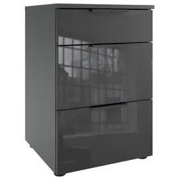 Nachtkommode wimex "Level36 black C by fresh to go", grau (graphit, glas grau), B:41cm H:61cm T:41cm, Spanplatte, Sideboards, mit Glaselementen auf der Front, soft-close Funktion, 41cm breit