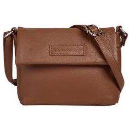 Umh&auml;ngetasche Bruno Banani, Damen, Gr. B/H/T: 19cm x 15cm x 5cm onesize, braun, Leder, leicht gl&auml;nzend, unifarben, Taschen Umh&auml;ngetasche, echt Leder