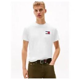 Tommy Hilfiger T-Shirt TOMMY JEANS "TJM SLIM ESSENTIAL FLAG TEE EXT", Herren, Gr. XL, wei&szlig;, Single Jersey, Obermaterial: 100% Baumwolle, slim fit normal, Rundhals, eingesetzt abgesteppte Kante, Shirts T-Shirt, Mit Rundhalsausschnitt