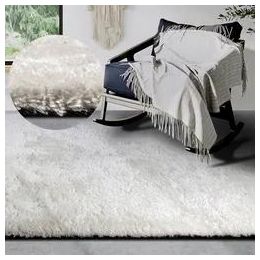 Hochflor-Teppich Hanse Home "Olaf", wei&szlig; (ivory wei&szlig;), B:160cm H:38mm L:230cm, Polyester, Teppiche, Langflor, Shaggy, einfarbig, flauschig, weich, gl&auml;nzend, modern, uni