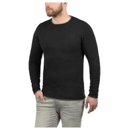 Rundhalspullover Blend "BHOdin", Herren, Gr. M, schwarz, Feinstrick, 50% Baumwolle, 50% Polyacryl, unifarben, regular fit, Rundhals, eingesetzt, Pullover Rundhalspullover, Strickpullover mit aufgerollten Abschl&uuml;ssen