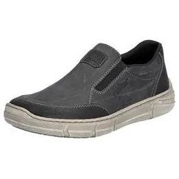 Slipper Rieker, Herren, Gr. 43, grau (grau, schwarz), Lederimitat, Schuhe Slipper, Slip-on Sneaker, Halbschuh, Schlupfschuh mit beidseitigem Gummizug