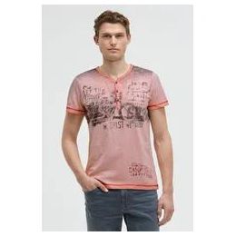 Henleyshirt CAMP DAVID, Herren, Gr. M, old peach, Single Jersey, Material: 100% Baumwolle, bedruckt, regular fit normal, V-Ausschnitt, eingesetzt gerader Abschluss, Shirts, mit offener Kante am Ausschnitt