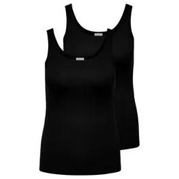 Tanktop Only CARMAKOMA "CARTIME TANK TOP 2 PACK", Damen, Gr. S (42/44), schwarz, Jersey, Obermaterial: 95% Baumwolle, 5% Elasthan, unifarben, figurbetont normal, Rundhals, Tops Tanktop