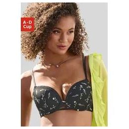 Push-up-BH Vivance "Thea", Damen, Gr. 80, Cup A, schwarz (schwarz, gebl&uuml;mt), Netz, Obermaterial: 56% Polyester, 38% Polyamid, 6% Elasthan, BHs Push-up-BH, mit Blumen aus feiner Stickereispitze, sexy Dessous