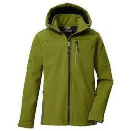 Softshelljacke Killtec "KOW 226 BYS SFTSHLL JCKT", Jungen, Gr. 164, gr&uuml;n (khaki), Oberseite: 92% Polyester, 8% Elasthan;R&uuml;ckseite: 100% Polyester;Futter: 100% Polyester, Jacken Softshelljacke, Wind- und wasserabweisende Kinder-Softshelljacke, Fleece, Reflektoren