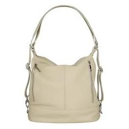 Cityrucksack Samantha Look, Damen, Gr. B/H/T: 34cm x 31cm x 15cm, onesize, beige, Leder, Rindsleder, Rucks&auml;cke Cityrucksack, echt Leder, Made in Italy