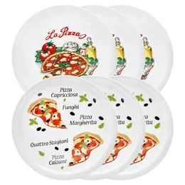 Pizzateller Van Well "Pizzateller Napoli & Margherita &oslash; 30,5 cm 6er Set bunt", bunt, L:30,5cm, Speiseteller