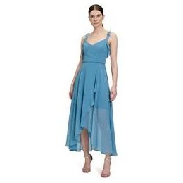 Abendkleid Vera Mont "Damen mit Volant", Damen, Gr. 40, Normalgr&ouml;&szlig;en, lila (shiny blaustone), Chiffon, Obermaterial: 100% Polyester; Futter: 100% Polyester, A-Linie lang, V-Ausschnitt, Kleider Abendkleid, Wickel-Design