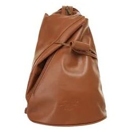 Cityrucksack Samantha Look, Damen, Gr. B/H/T: 34cm x 25cm x 13cm, onesize, braun (cognac), Leder, Rindsleder, unifarben, Rucks&auml;cke Cityrucksack, echt Leder, Made in Italy