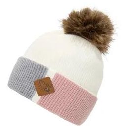 Bommelm&uuml;tze Chillouts "Vinny Hat", Damen, wei&szlig;, Obermaterial: 40% Polyacryl, 32% Polyamid, 28% Polyester, M&uuml;tzen, Mit farbigem Umschlag und Pompon aus Kunstfell