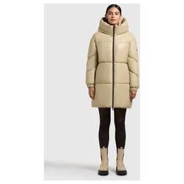 Lederimitatmantel Khujo "LORSA", Damen, Gr. XS, beige, 100% Polyurethan, unifarben, eingesetzt gesmokt mit Gummizug, M&auml;ntel