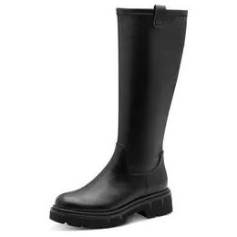 Stiefel Marco Tozzi, Damen, Gr. 38, Normalschaft, schwarz, Lederimitat, unifarben, Schuhe Stiefel, Blockabsatz, Langschaftstiefel mit praktischem Innenrei&szlig;verschluss