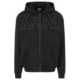 Sweatjacke Karl Kani "Karl Kani Herren KM234-014-2 KK Studded Retro OS Full Zip Hoodie", Damen, Gr. S, schwarz, 80% Baumwolle, 20% Polyester, unifarben, Sweatjacken Sweatjacke