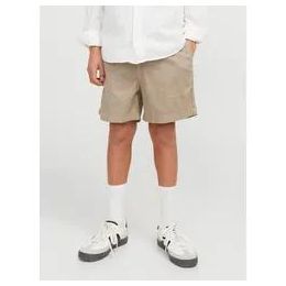 Jack & Jones Jogg-Bermudas JACK & JONES JUNIOR "JPSTJAIDEN JJCAMPAIGN HYBRID BONDI JNR", Jungen, Gr. 134, N-Gr, beige (crockery), Web, Obermaterial: 80% Baumwolle, 20% Leinen, unifarben, Hosen