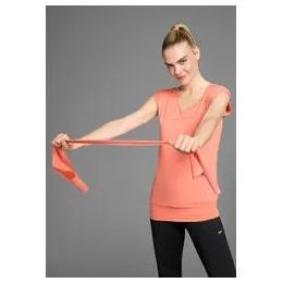 Funktionsshirt FAYN SPORTS "Cuffed Tee", Damen, Gr. 32/34, orange (koralle), Jersey, Obermaterial: 87% Polyester, 13% Elasthan, figurbetont, Shirts Funktionsshirt, atmungsaktiv, schnell trocknend, aus Jerseystoff