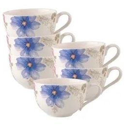 Villeroy & Boch Tasse VILLEROY & BOCH "Fr&uuml;hst&uuml;ckstassen Mariefleur Gris Basic 290 ml 6er Set bunt", bunt, 6 tlg., Porzellan, Trinkgef&auml;&szlig;e, Tasse