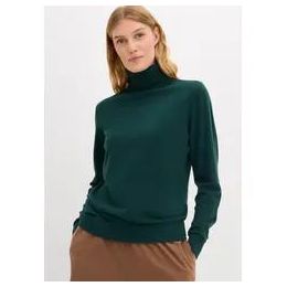 Rollkragenpullover bonprix "Rollkragenpullover", Damen, Gr. 48/50 (XL), gr&uuml;n (tiefgr&uuml;n), Obermaterial: 70% Baumwolle, 30% Polyamid, figurbetont, Pullover Rollkragenpullover, aus Baumwolle und Polyamid, Rollkragen, figurbetonte Passform