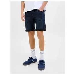 Jack & Jones Shorts JACK & JONES "JJIRICK JJFOX SHORTS CB 310 SN", Herren, Gr. S, N-Gr, blau denim pack:am 316, Web, Obermaterial: 70% Baumwolle, 28% Polyester, 2% Elasthan, unifarben, regular fit kniefrei, Hosen Shorts, im Four-Pocket Style