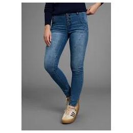 Skinny-fit-Jeans Bruno Banani, Damen, Gr. 34, N-Gr, blau (dunkelblau us), Denim/Jeans, Obermaterial: 76% Baumwolle, 16% Polyester, 7% Viskose, 1% Elasthan, unifarben, Basic, extraeng lang, Jeans, extraenger Schnitt, normale Leibh&ouml;he, mit Ges&auml;&szlig;- und Eingrifftaschen