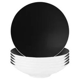 Suppenteller Seltmann Weiden "Pasta- / Suppenteller Life Fashion &oslash; 23,3 cm 6er Set", schwarz (glamorous schwarz), L:23,3cm, Speiseteller