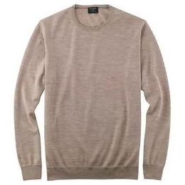 Rundhalspullover OLYMP "OLYMP Strick Casual", Herren, Gr. 4XL, beige (hellbeige), Obermaterial: 100% Schurwolle, normal, Rundhals, Pullover Rundhalspullover, moderner Strickpullover