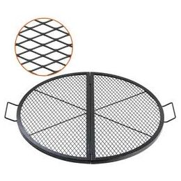 VEVOR &Phi; 910 x 25 mm X-Marks Feuerstellen-Grillrost, Faltbarer Runder Grillrost, Robuster Lagerfeuer-BBQ-Grillrost aus Stahl mit Griff & St&uuml;tz-X-Draht, Tragbares Camping-Kochgeschirr, Schwarz