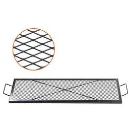 VEVOR 1110 x 380 x 25 mm X-Marks Feuerstellen-Grillrost, Rechteckiger Grillrost, Lagerfeuer-BBQ-Grillrost aus Stahl mit Griff, Tragbares Camping-Kochgeschirr f&uuml;r Partytreffen im Freien, Schwarz