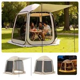 VEVOR Campingzelt, 304,8 x 280,4 cm, Pop-up-Zelt mit ausziehbarer Markise, tragbares Partyzelt f&uuml;r 4&ndash;8 Personen mit Tragetasche und Seitenw&auml;nden, f&uuml;r Terrasse und Outdoor-Aktivit&auml;ten, Beige
