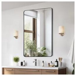 VEVOR Wandspiegel Schminkspiegel Badezimmerspiegel 1219 x 762 x 25 mm rechteckiger Spiegel, schwarzer Rahmen aus Aluminiumlegierung, mit Z-f&ouml;rmiger Halterung f&uuml;r Badezimmer Schlafzimmer Wohnzimmer