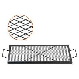 VEVOR 810 x 380 x 25 mm X-Marks Feuerstellen-Grillrost, Rechteckiger Grillrost, Lagerfeuer-BBQ-Grillrost aus Stahl mit Griff, Tragbares Camping-Kochgeschirr f&uuml;r Partytreffen im Freien, Schwarz