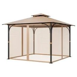 VEVOR Moskitonetz f&uuml;r Pavillon, M&uuml;ckennetz-Ersatz, passend f&uuml;r 304,8x304,8x213,4 cm gro&szlig;e Pavillons, Insektennetz, 4-teiliger Seitenwand-Pavillonvorhang, mit Doppelrei&szlig;verschluss (nur Netz)