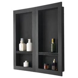 VEVOR Duschnische, 40,6 x 81,3 cm + 40,6 x 81,3 cm Wandnische mit beweglichem Regal, 10,2 cm dicker moderner Seifen- & Shampoo-Aufbewahrungs-Organizer, schwarz f&uuml;r Badezimmerdusche