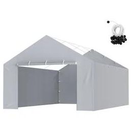 VEVOR Carport-Garagenzelt Seitenwand 606 x 398 x 308 cm, Garagenzelt-Unterstandplane, strapazierf&auml;hig, wasserdicht und UV-gesch&uuml;tzt, grau (Oberteil und Rahmen nicht im Lieferumfang enthalten)
