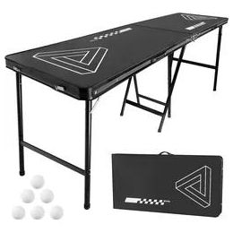 VEVOR tragbarer Beer Pong Tisch klappbar erh&ouml;ht (240 x 60 x 90 cm), Beerpong Tisch mit Tragegriffen & 6 Pong-B&auml;llen, Heckklappentisch f&uuml;r B&uuml;ro Heckklappenparty Reisen und Camping, schwarz