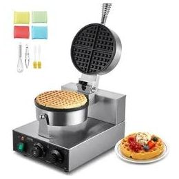 VEVOR kommerzielles Waffeleisen 1230 W Waffel Maker mit antihaftbeschichteten Backfl&auml;chen Waffeleisen aus Edelstahl mit Temperatur- und Zeitregelung, f&uuml;r Restaurant B&auml;ckerei 4 F&auml;cherf&ouml;mige Waffeln