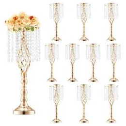 VEVOR 10 St&uuml;ck 55 cm hoher Blumenst&auml;nder aus Kristallglas f&uuml;r Hochzeiten, Metallvase f&uuml;r Hochzeitsmittelst&uuml;cke, goldene Blumenhalter, Blumenst&auml;nder f&uuml;r Tische, Hochzeitsessen, Partys, Zeremonien, Geburtstagsveranstaltungen