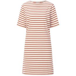 Knowledge Cotton Apparel Damen-Jerseykleid gestreift L Wei&szlig;-Rost