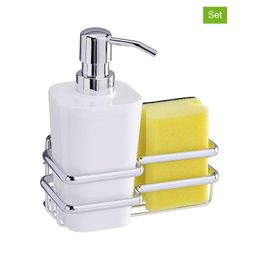 Wenko 2tlg. Set: Sp&uuml;lmittelspender mit Schwamm - 400 ml - 66% | Badezimmer-accessoires