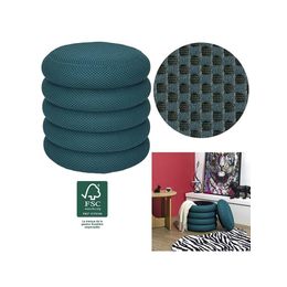 R&eacute;tro Chic Pouf ''Atome'' in Petrol - (H)44 x &Oslash; 38 cm - 63% | Sitzmoebel