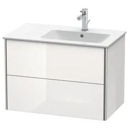Duravit XSquare Waschtisch-Unterschrank XS417708585 81x56x47,8cm, 2 Schubk&auml;sten, Becken rechts, wei&szlig; hochglanz