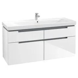 Villeroy & Boch Villeroy&Boch Subway 2.0 XL Waschtischunterschrank A91610DH,128,7x59x44,9cm,Glossy White,Griff chrom
