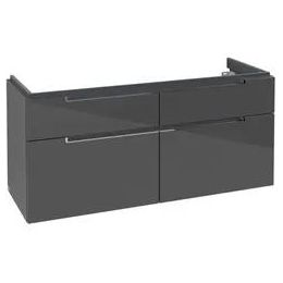 Villeroy & Boch Villeroy & Boch Subway 2.0 Waschtischunterschrank A91710FP, 128,7x59x44,9cm, Glossy Grey,Griff chrom