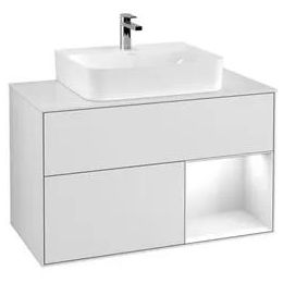Villeroy & Boch Villeroy und Boch Finion Waschtischunterschrank F121GFMT 100cm, Abdeckplatte wei&szlig; matt, Regal rechts Glossy white lacquer, White matt lacquer