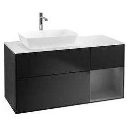 Villeroy & Boch Villeroy und Boch Finion Waschtischunterschrank F811GKPD 120cm, Abdeckplatte white matt, Regale Anthracite matt lacquer, Black matt lacquer