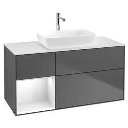 Villeroy & Boch Villeroy und Boch Finion Waschtischunterschrank G821GFGK 120cm, Abdeckplatte white matt, Emotion, Regale Glossy white lacquer, Anthracite matt