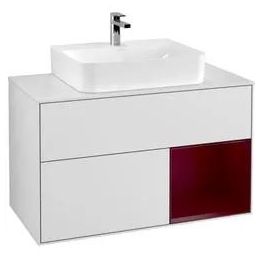 Villeroy & Boch Villeroy und Boch Finion Waschtischunterschrank F121HBMT 100cm, Abdeckplatte wei&szlig; matt, Regal rechts Peony, White matt lacquer
