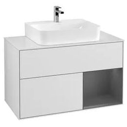 Villeroy & Boch Villeroy und Boch Finion Waschtischunterschrank F121GKMT 100cm, Abdeckplatte wei&szlig; matt, Regal rechts Anthracite matt, White matt lacquer
