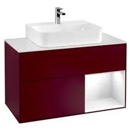 Villeroy & Boch Villeroy und Boch Finion Waschtischunterschrank F121GFHB 100cm, Abdeckplatte wei&szlig; matt, Regal rechts Glossy white lacquer, Peony Matt